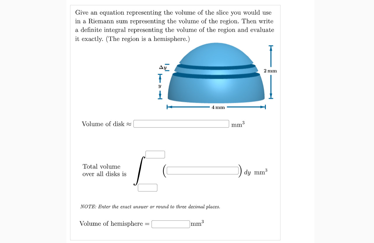Solved Give an equation representing the volume of the slice | Chegg.com