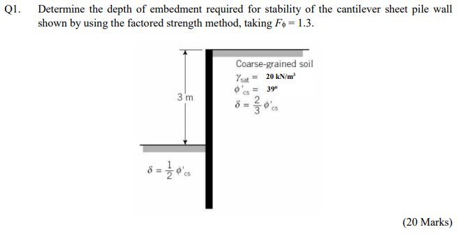 Solved Ql. Determine the depth of embedment required for | Chegg.com Solved Ql. Determine the depth of embedment required for | Chegg.com