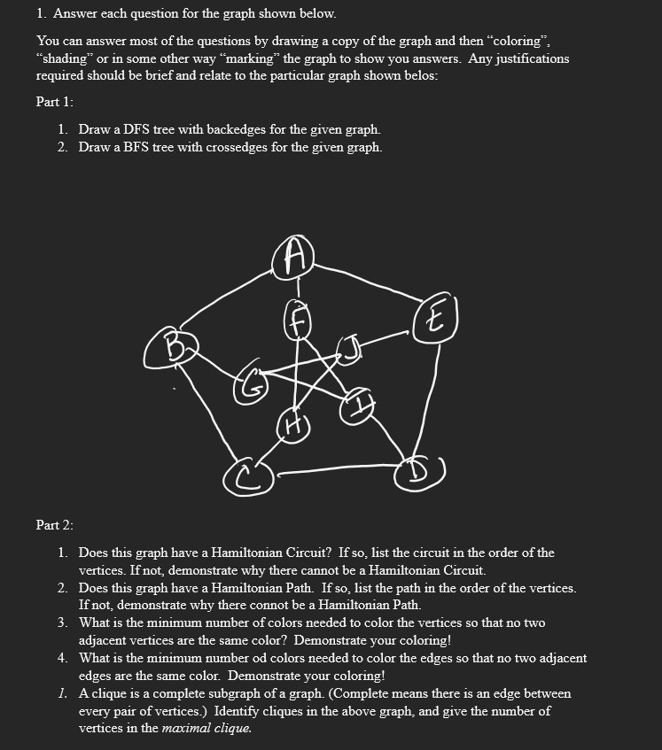 Solved 1. ﻿Answer each question for the graph shown | Chegg.com