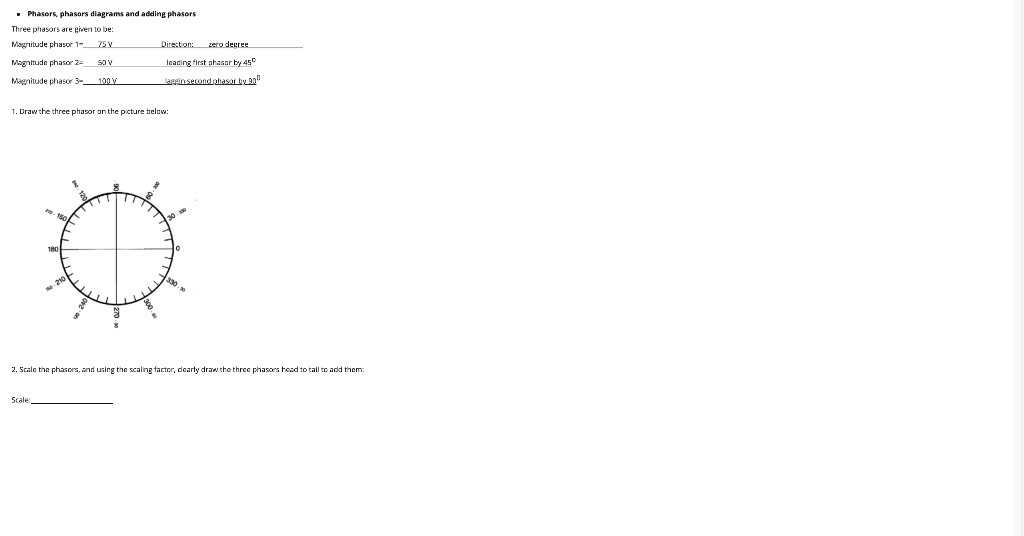 Solved . Phasors, phasors diagrams and adding phasors Three | Chegg.com