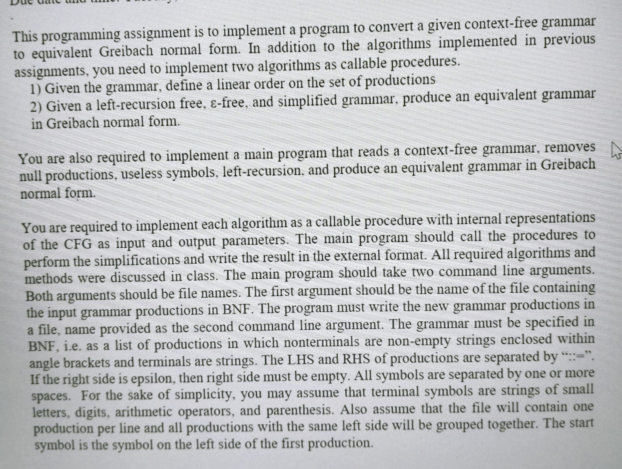 Solved This programming assignment is to implement a program | Chegg.com