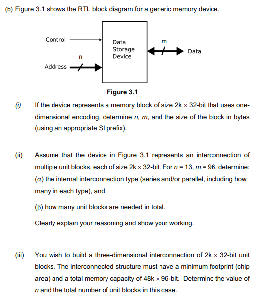 Solved (b) Figure 3.1 shows the RTL block diagram for a | Chegg.com