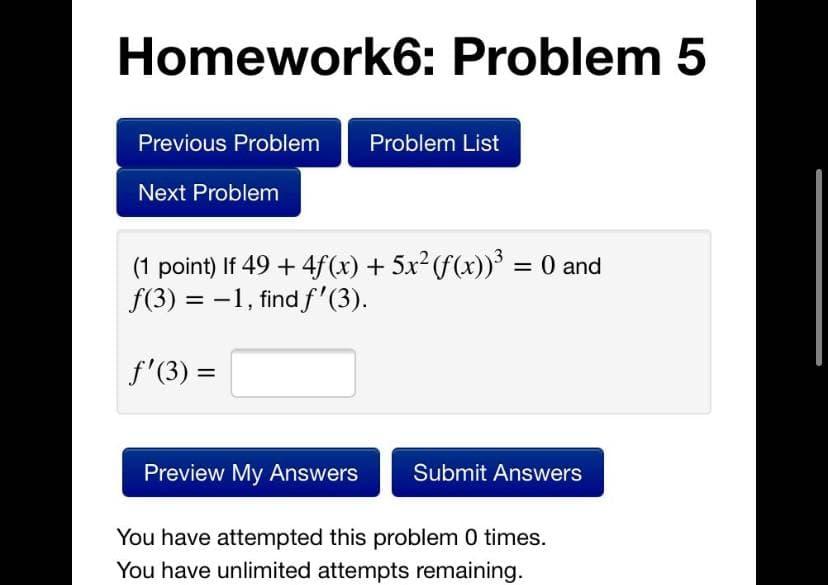 Solved Homework6: Problem 5 Previous Problem Problem List | Chegg.com