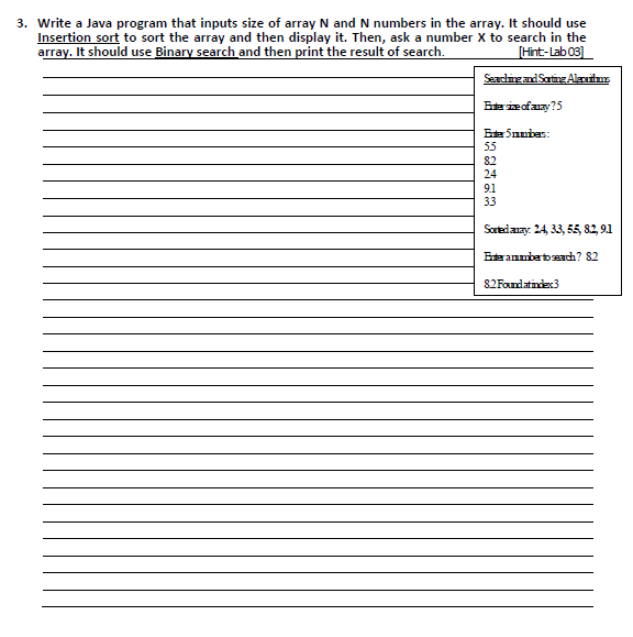 Solved 3. Write a Java program that inputs size of array N | Chegg.com