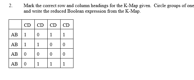 Solved 2. Mark the correct row and column headings for the | Chegg.com