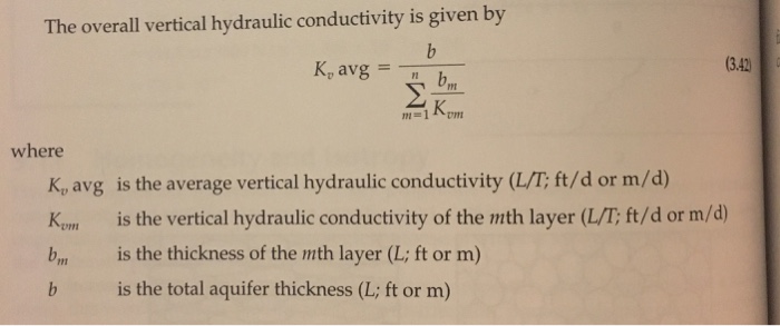 Solved The overall vertical hydraulic conductivity is given | Chegg.com