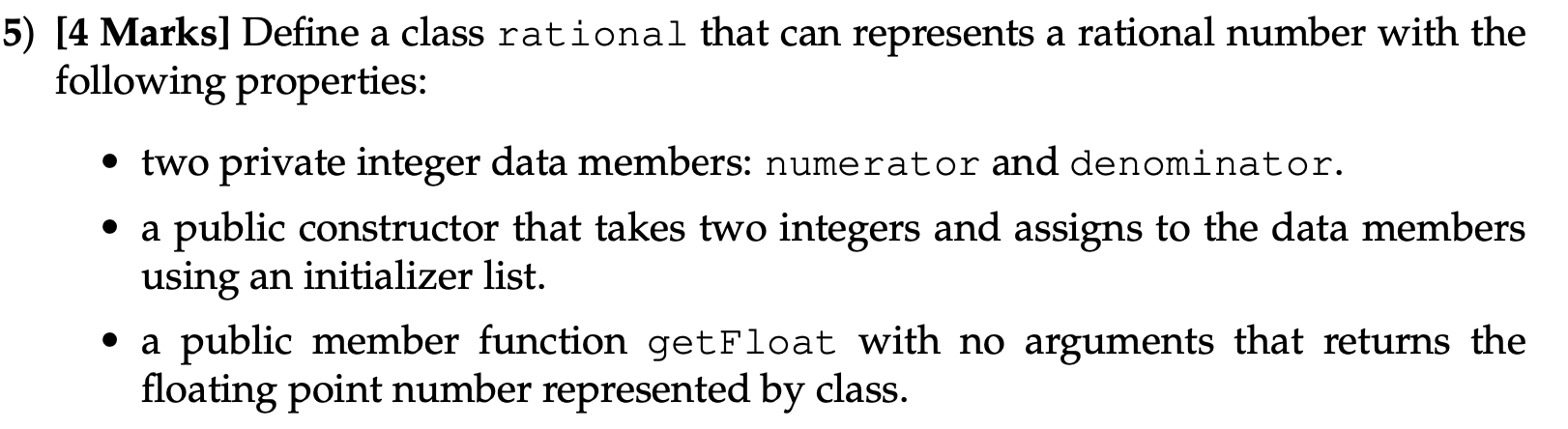 Solved 5) [4 Marks] Define a class rational that can | Chegg.com