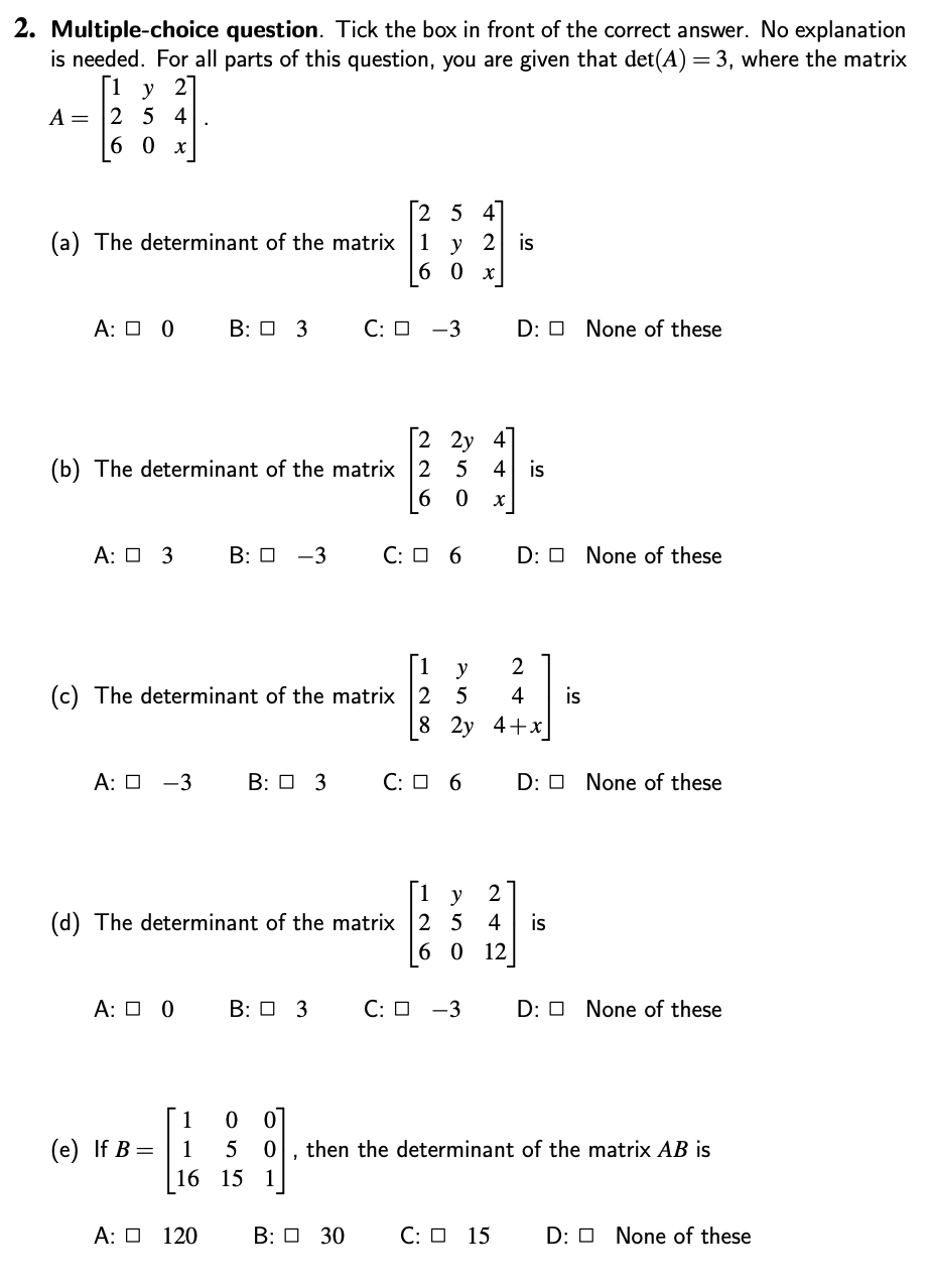 Solved 2. Multiple-choice question. Tick the box in front of | Chegg.com