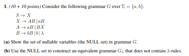 Solved = 1. (10 + 10 points) Consider the following grammar | Chegg.com