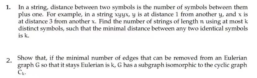 Solved 1. In a string, distance between two symbols is the | Chegg.com