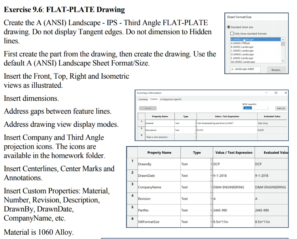 Solved Sheet Format/Size Exercise 9.6: FLAT-PLATE Drawing | Chegg.com