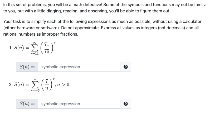Solved In this set of problems, you will be a math | Chegg.com