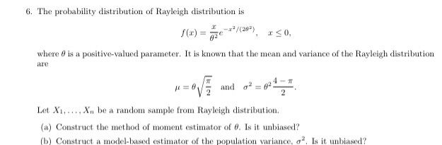 Solved 6. The probability distribution of Rayleigh | Chegg.com