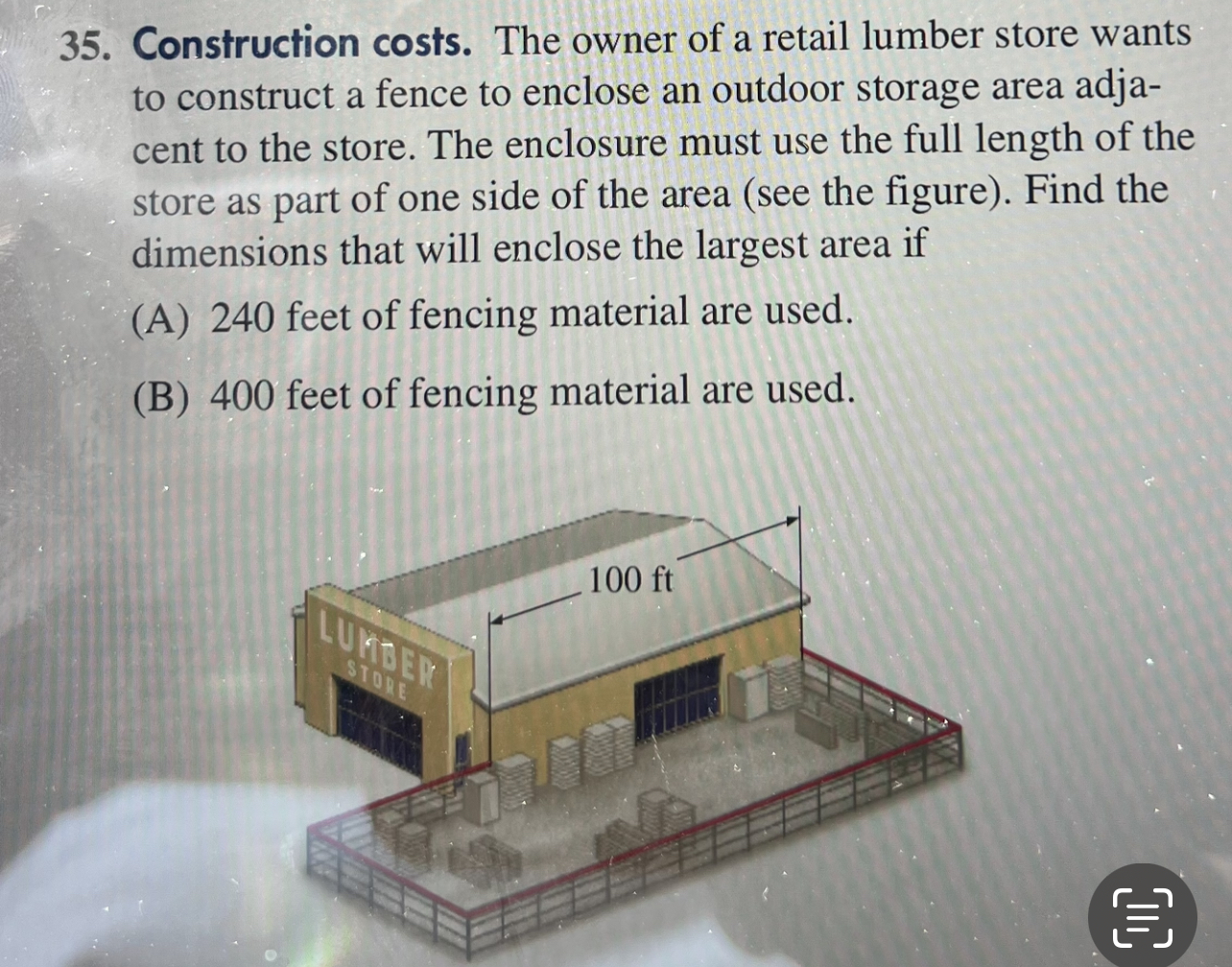 Solved 35. Construction costs. The owner of a retail lumber | Chegg.com