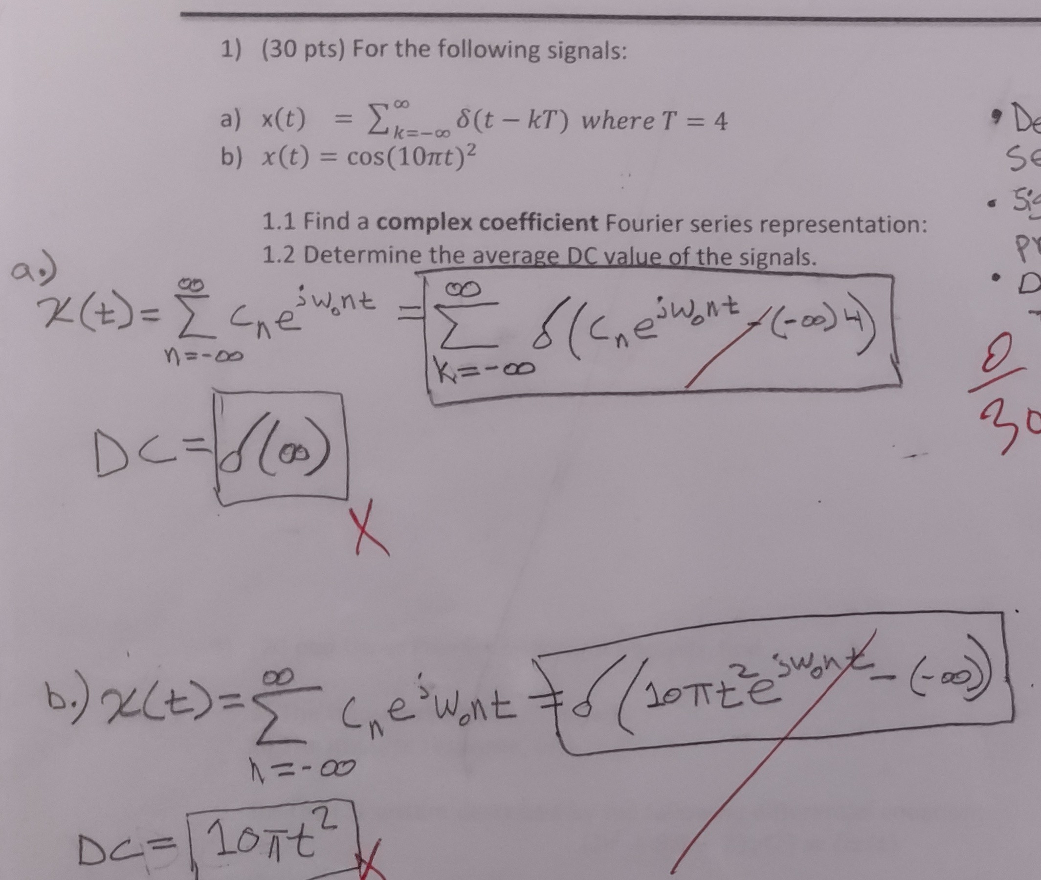 Solved 1) ( 30pts ) For the following signals: a) | Chegg.com