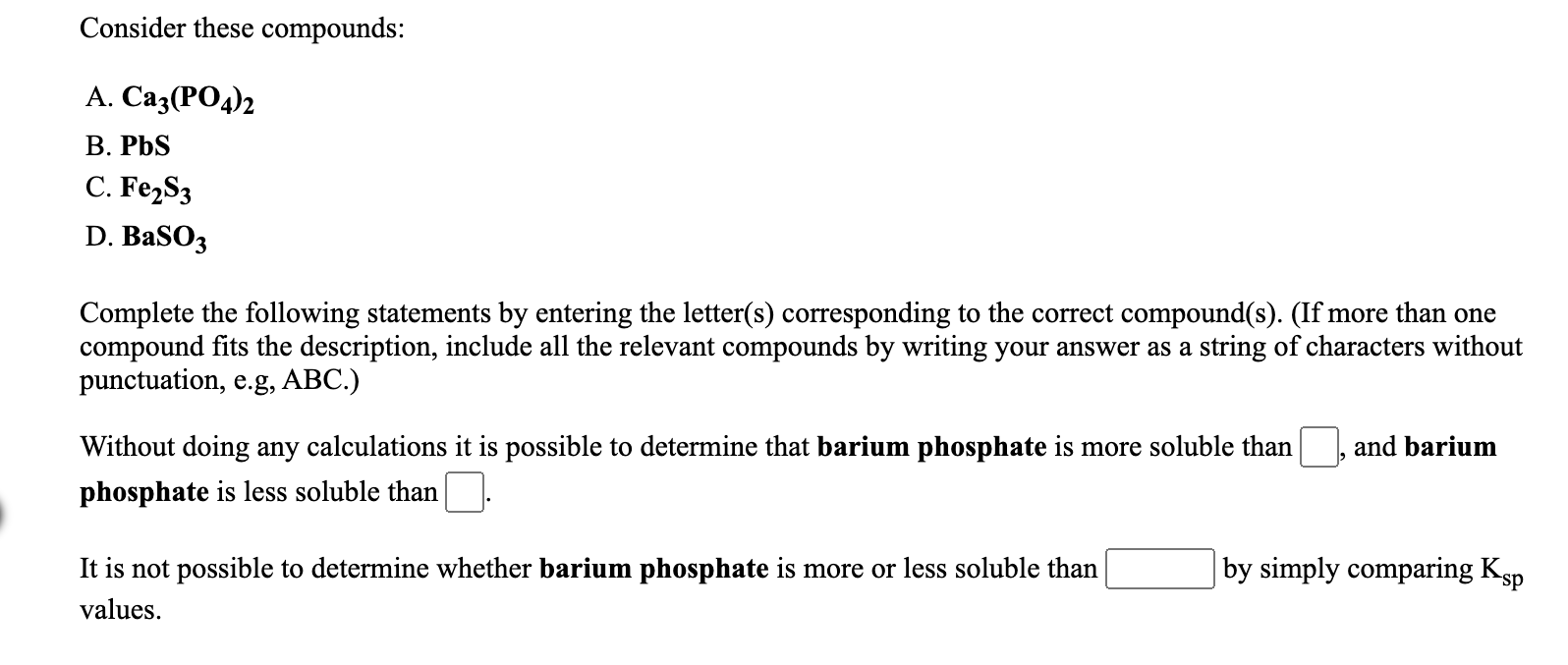 Solved Write the Ksp expression for the sparingly soluble | Chegg.com