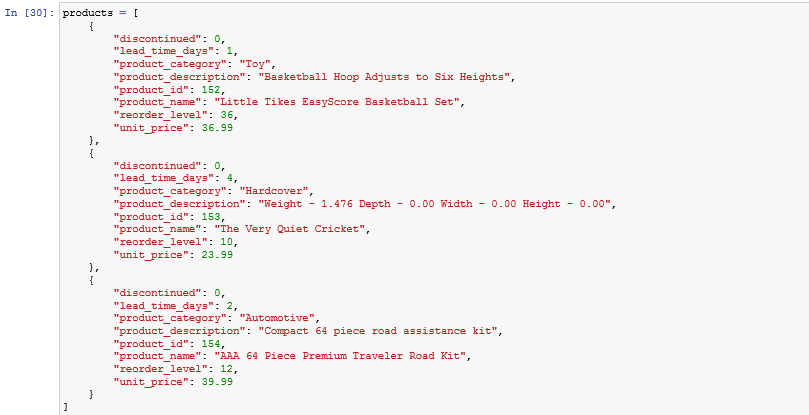 Solved Given a list of products, defined as variable | Chegg.com