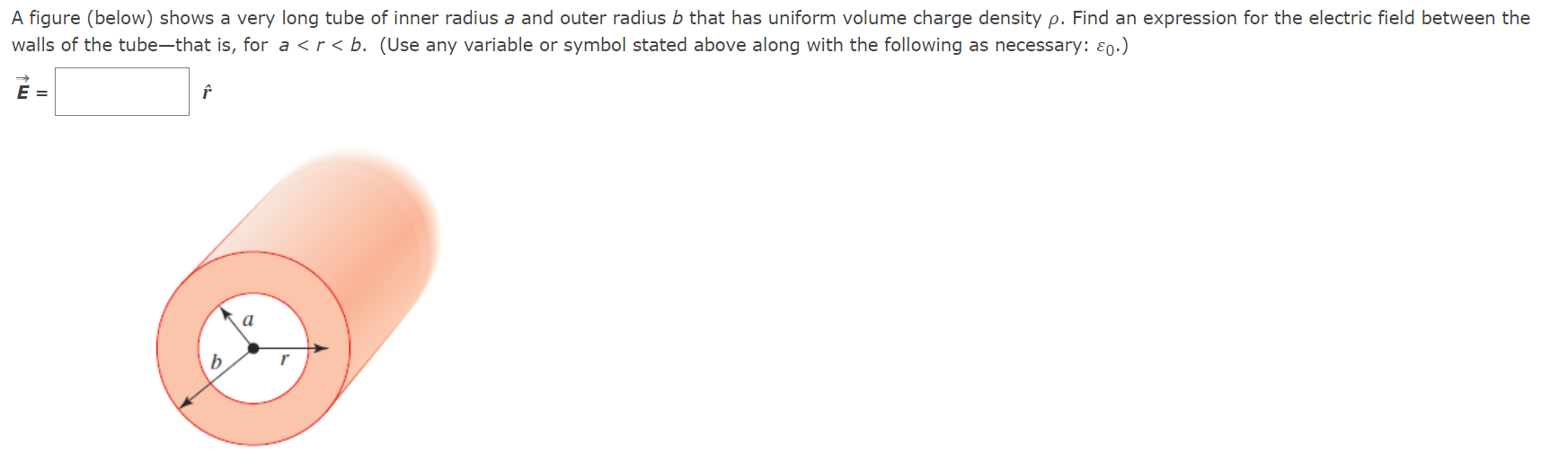 Solved A figure (below) shows a very long tube of inner | Chegg.com