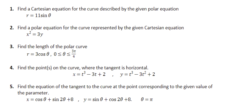 Solved 1. Find a Cartesian equation for the curve described | Chegg.com