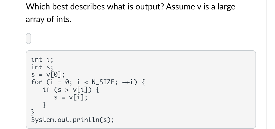 Solved Which best describes what is output? Assume v ﻿is a | Chegg.com