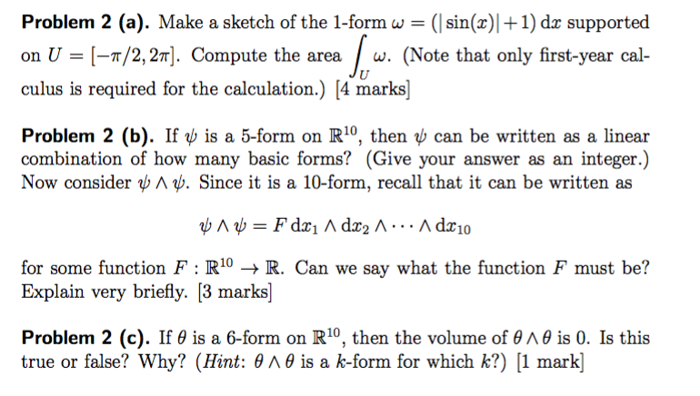 Problem 2 (a). Make a sketch of the 1-form | Chegg.com