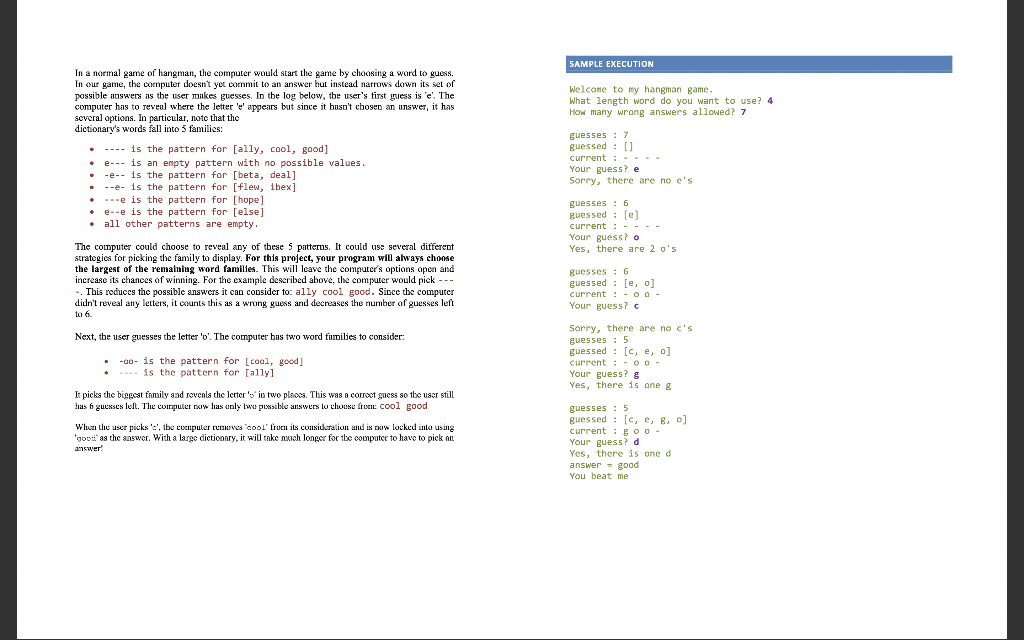 Solved In a normal game of hangman, the computer picks a | Chegg.com