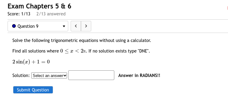 Exam Chapters 5 \& 6 Score: 1/132/13 answered Solve | Chegg.com