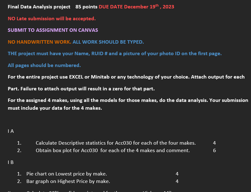 Solved Final Data Analysis project 85 points DUE DATE | Chegg.com