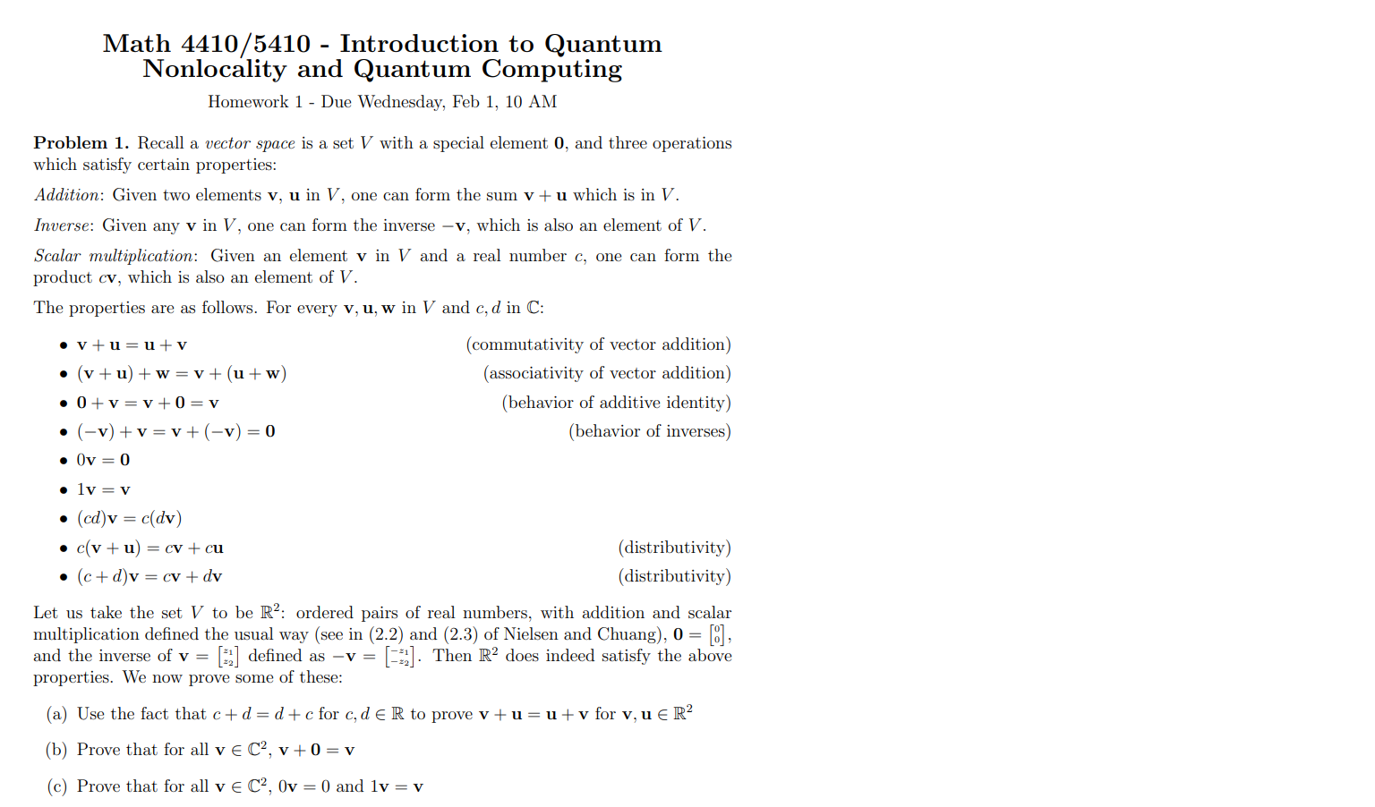Solved Math 4410/5410 - Introduction to Quantum Nonlocality | Chegg.com