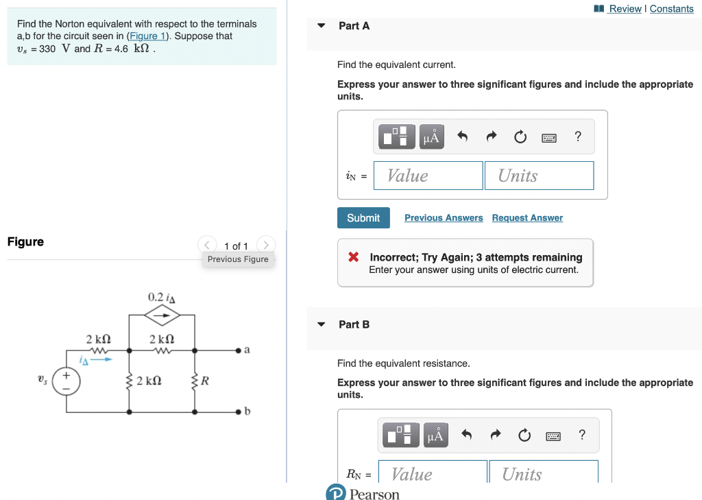 Solved A Review Constants Part A Find the Norton equivalent | Chegg.com