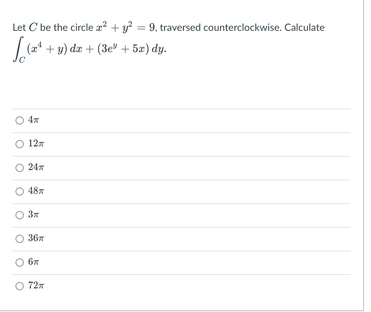 Solved Let C ﻿be the circle x2+y2=9, ﻿traversed | Chegg.com