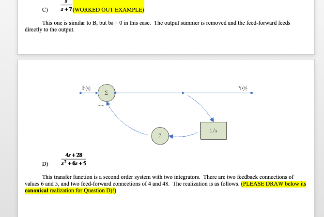Solved *+5 B) s+7(WORKED OUT EXAMPLE) The transfer function | Chegg.com
