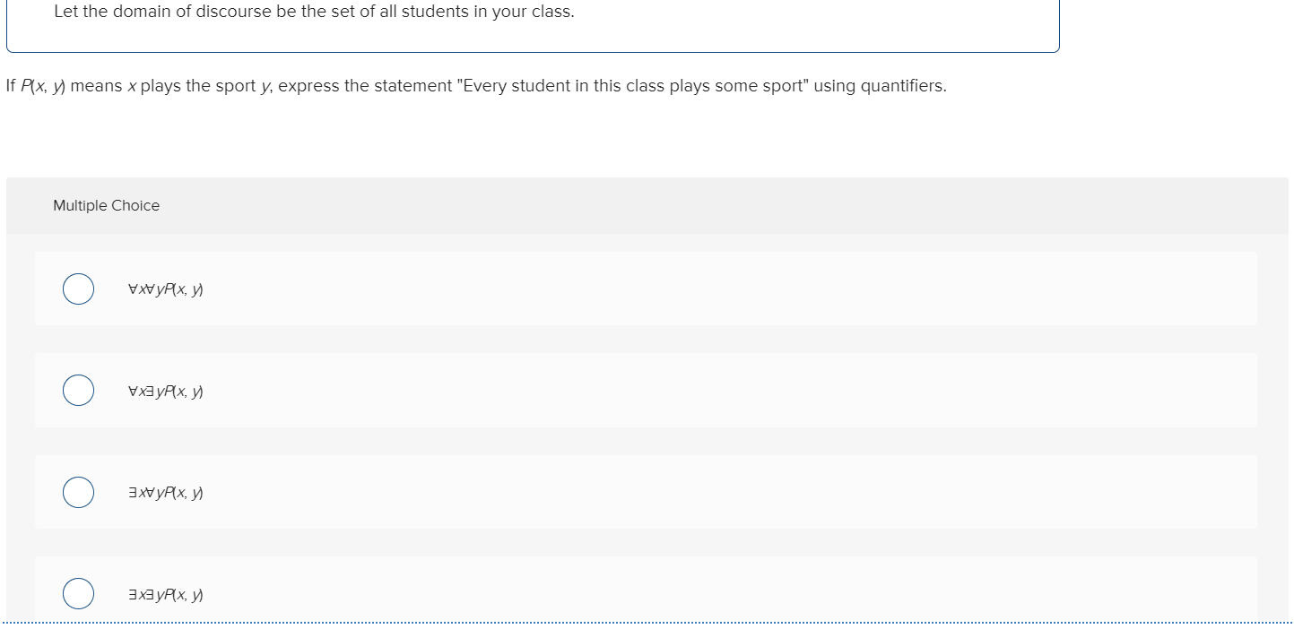 Solved Let the domain of discourse be the set of all | Chegg.com