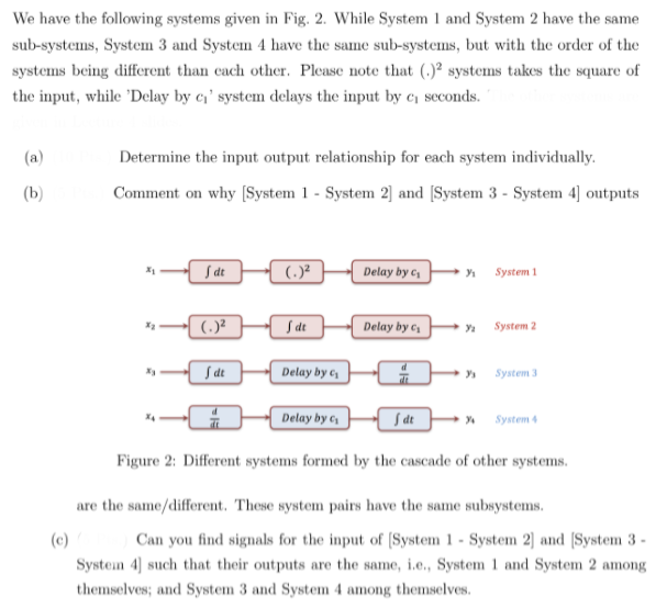 Solved We have the following systems given in Fig. 2. While | Chegg.com