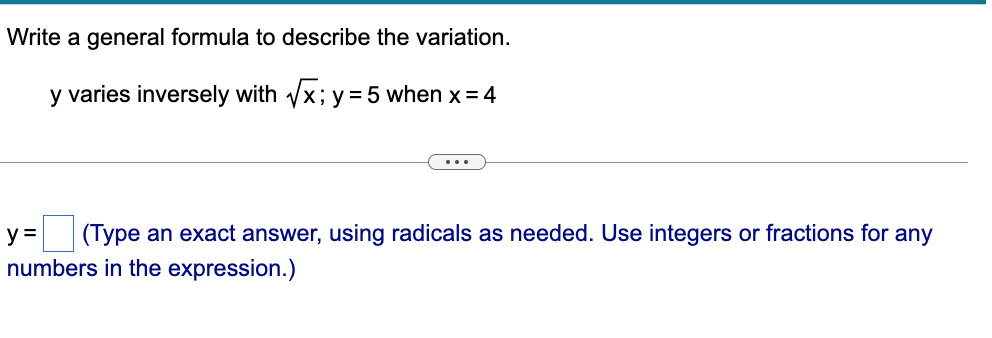 Solved Write a general formula to describe the variation. y | Chegg.com