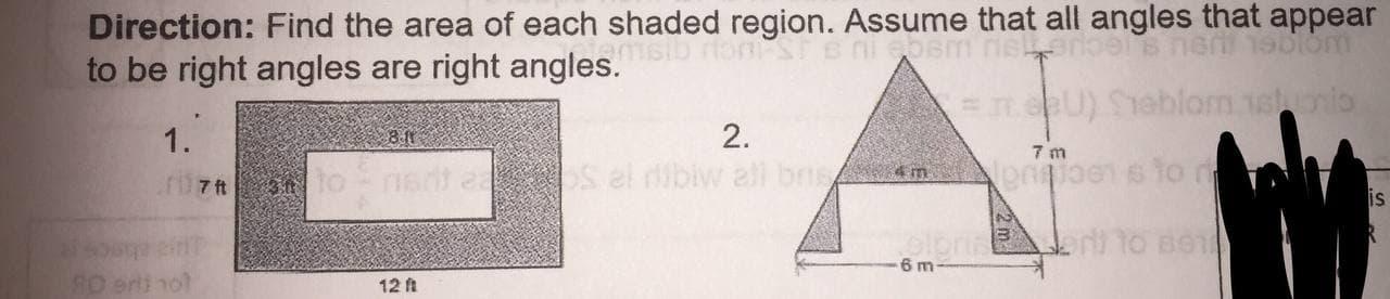 Solved Direction: Find the area of each shaded region. | Chegg.com