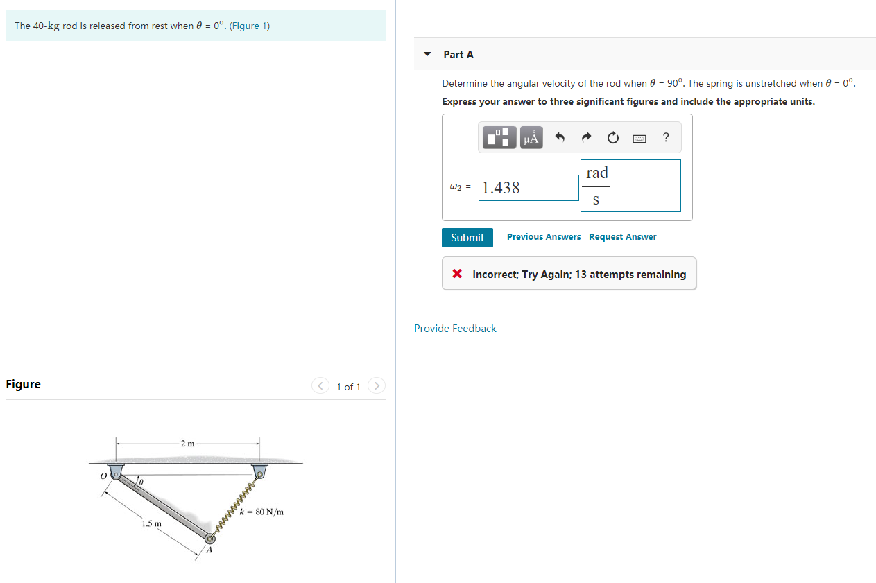 Solved The 40-kg rod is released from rest when 0 = 0º. | Chegg.com