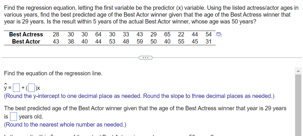 Find the regression equation, letting the first | Chegg.com
