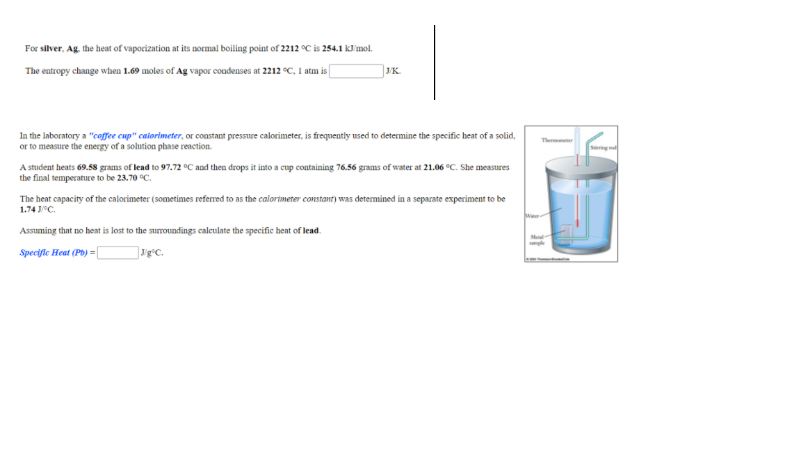 Solved For silver, Ag, the heat of vaporization at its | Chegg.com