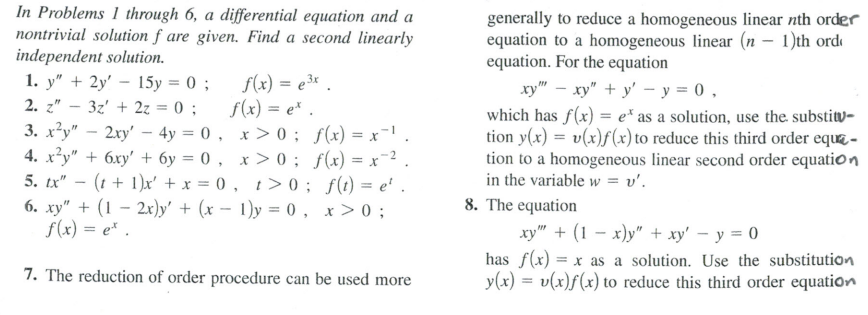 Solved In Problems 1 through 6, a differential equation and | Chegg.com