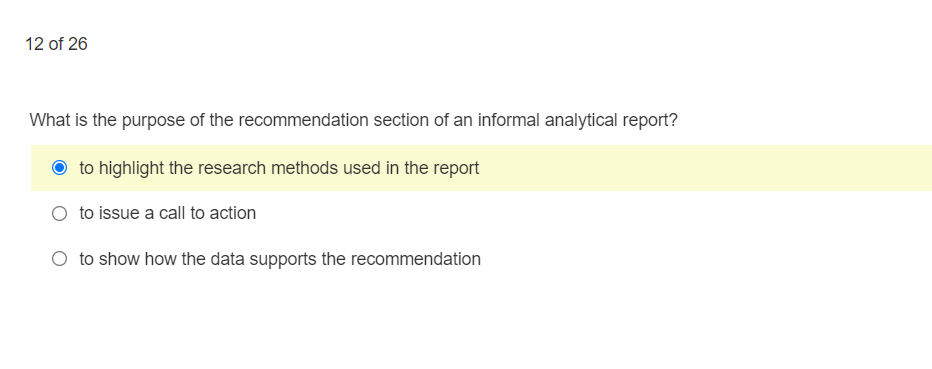 Solved What is the purpose of the recommendation section of | Chegg.com
