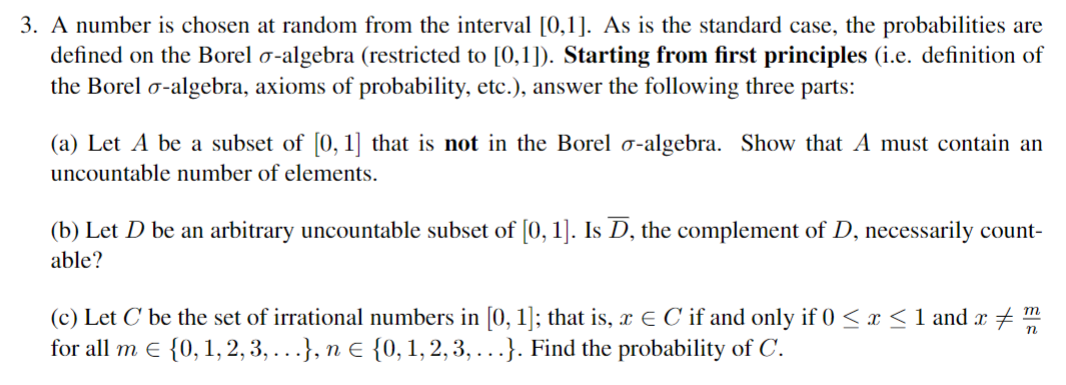 Solved A number is chosen at random from the interval 0,1. | Chegg.com