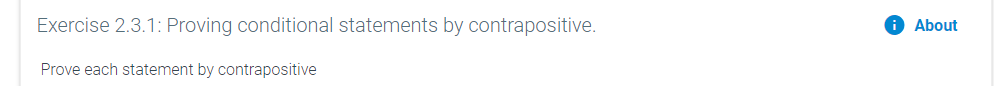 Solved About Exercise 2.3.1: Proving conditional statements | Chegg.com