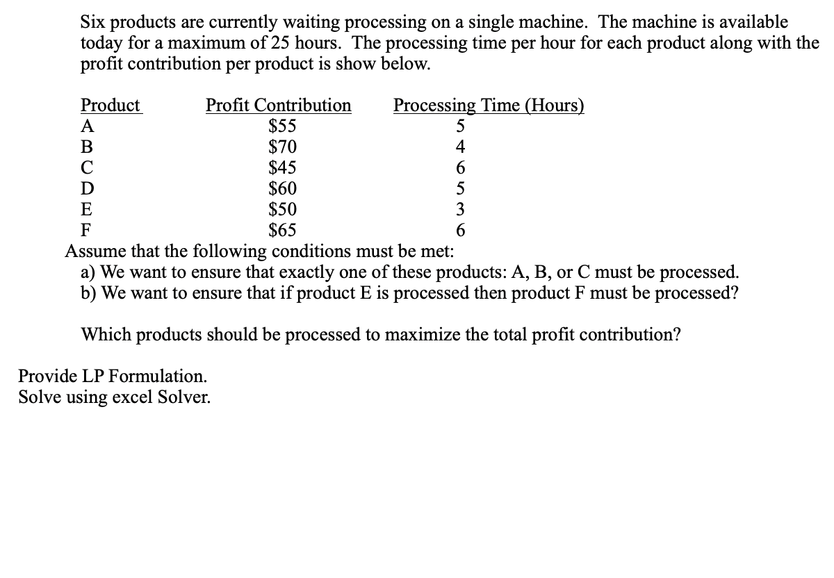 Solved Six products are currently waiting processing on a | Chegg.com