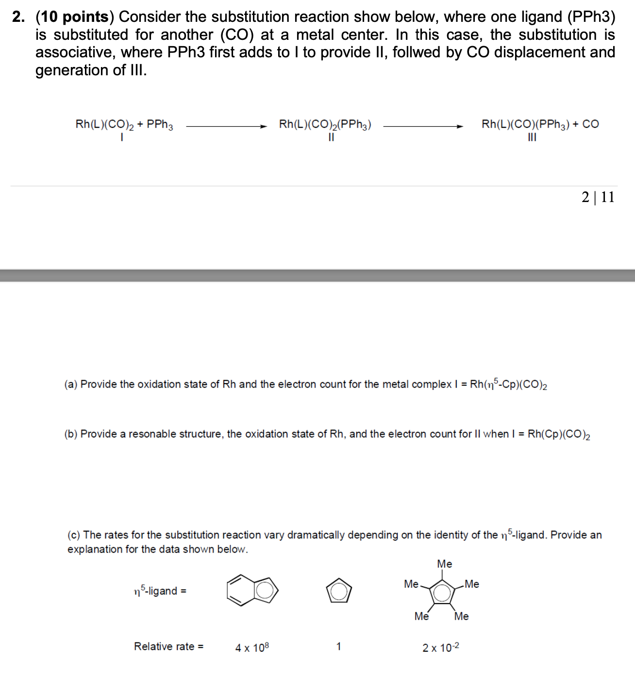 Solved (10 points) Consider the substitution reaction show | Chegg.com
