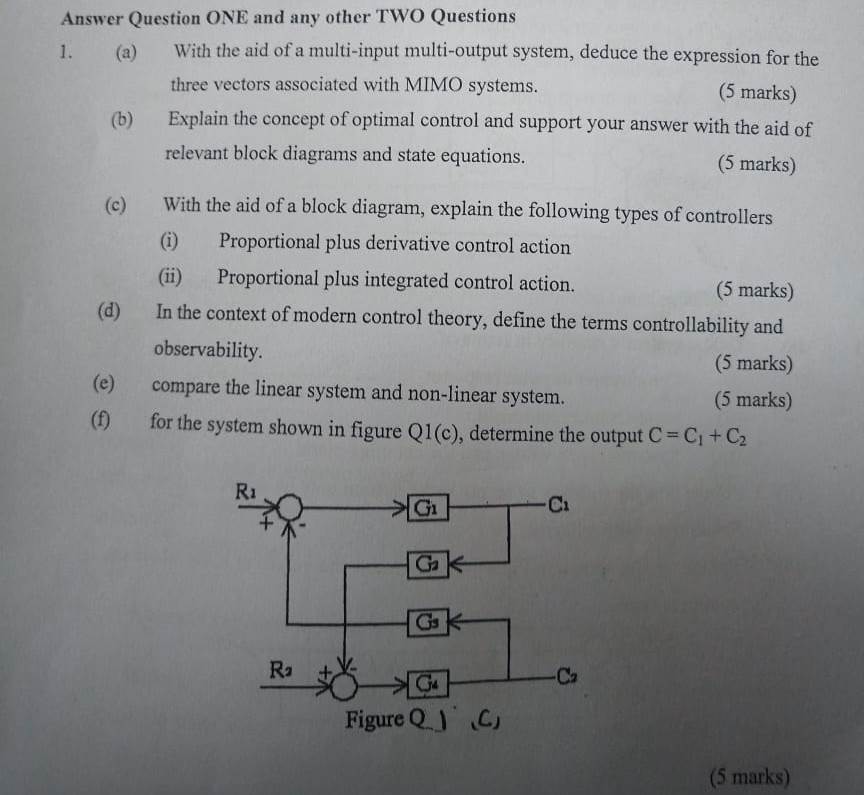 Answer Question ONE and any other TWO Questions 1. | Chegg.com