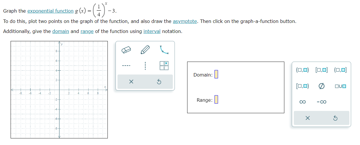 Solved Graph the exponential function g(x)=(41)x−3. To do | Chegg.com