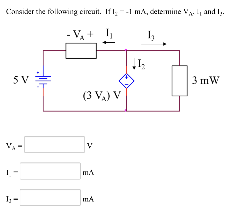 Consider the following circuit. If I2=-1mA, | Chegg.com