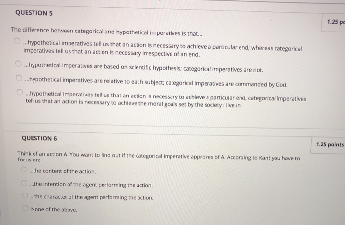 Solved QUESTION5 1.25 po The difference between categorical | Chegg.com