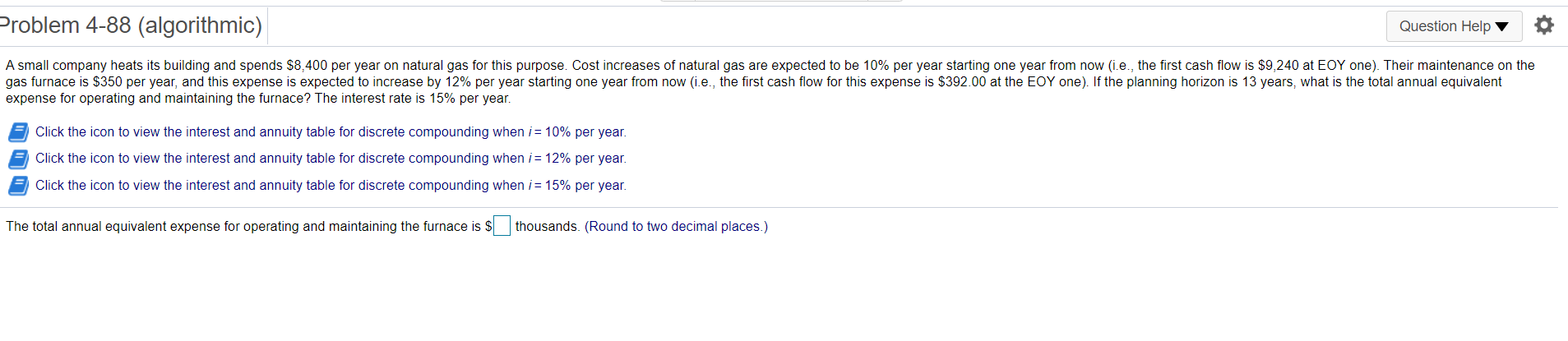 Solved Problem 4-88 (algorithmic) Question Help A small | Chegg.com